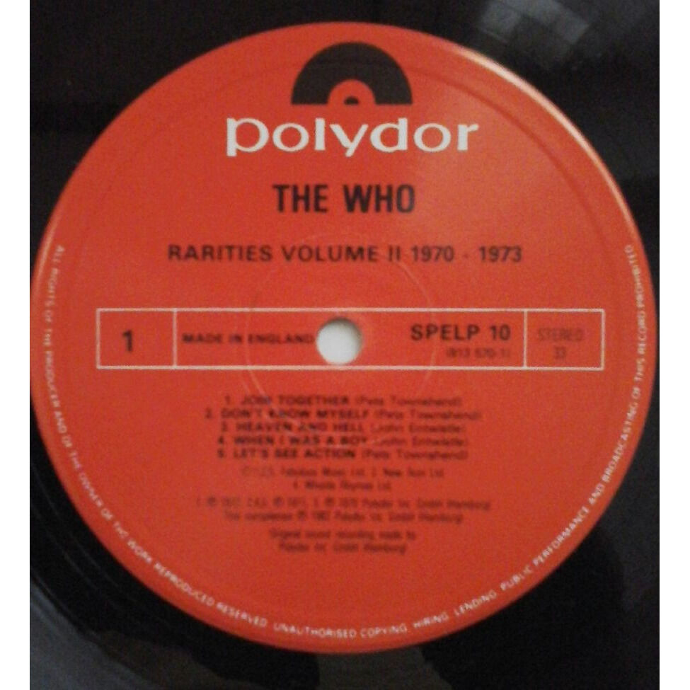 Rarities, volume 2 de The Who, 33T chez dom53 - Ref:125499922