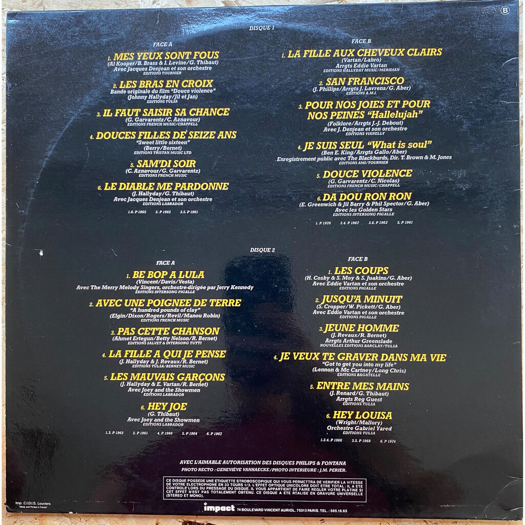 Album deux disque de Johnny Hallyday, Double 33T Gatefold chez sasham67 ...