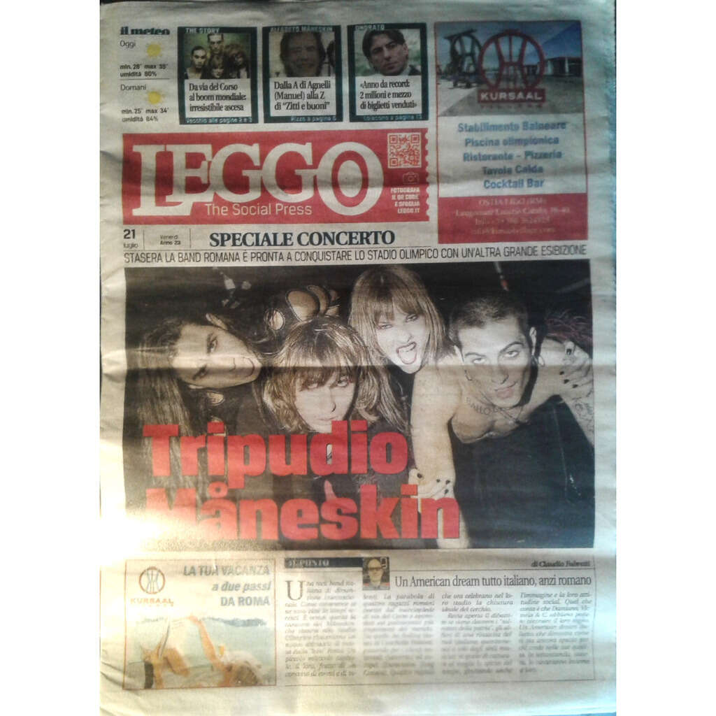Leggo (21.07.2023) (italian 2023 full maneskin front cover magazine ...