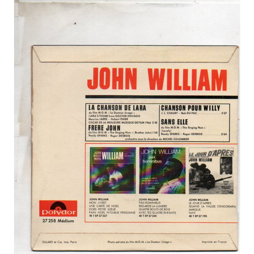 La chanson de lara (lara's theme) / frère john (brother john) / chanson ...