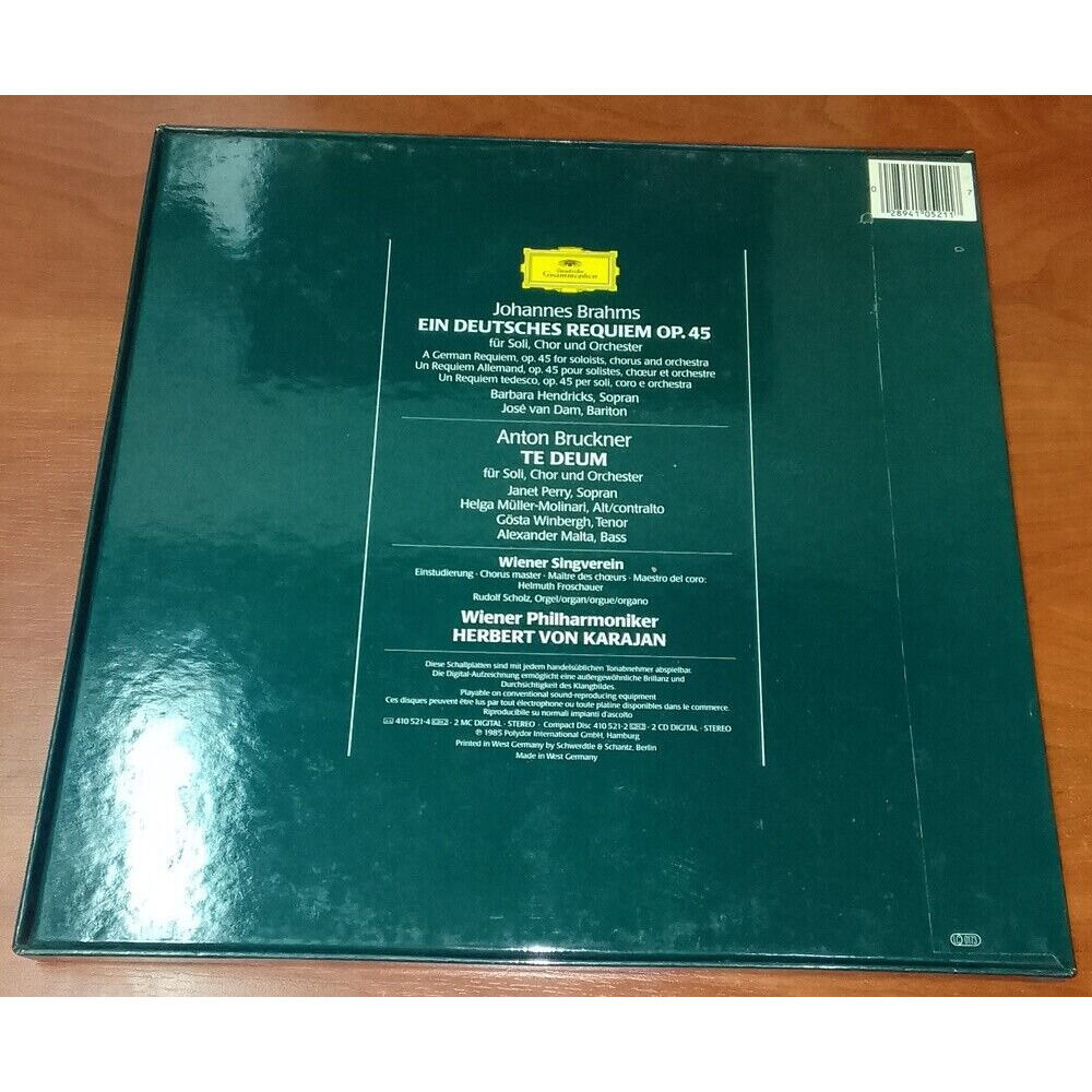Brahms: ein deutsches requiem / bruckner: te deum de Herbert Von Karajan, 33T x 2 chez ...