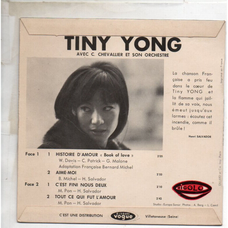 Histoire d'amour / aime-moi / c'est fini nous deux / tout ce que fut l'amour de Tiny Yong, EP ...