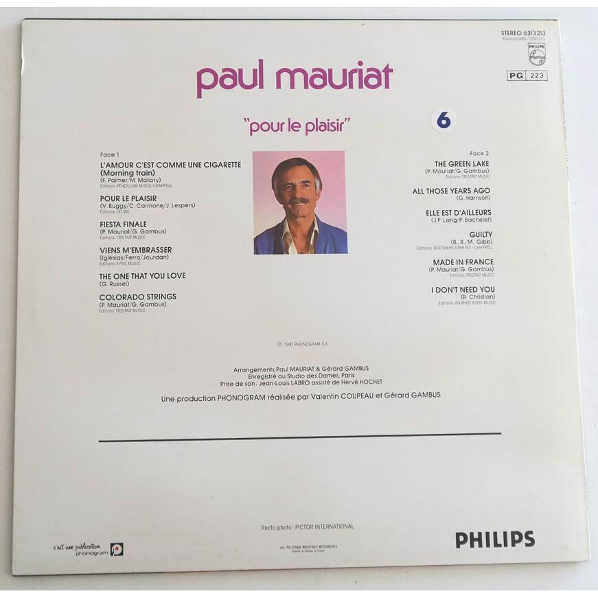 Paul mauriat - pour le plaisir de Paul Mauriat, 33T chez fdinfo - Ref ...