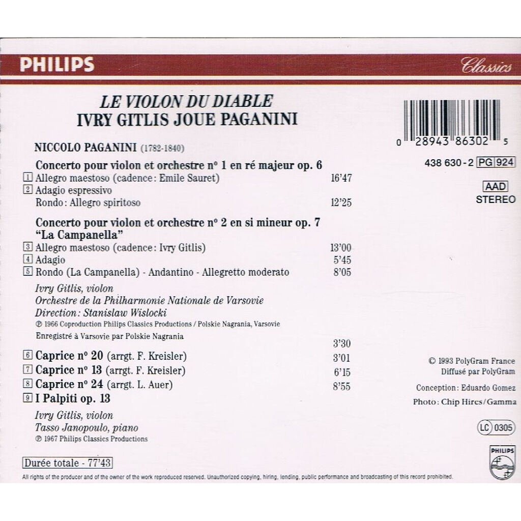 Ivry gitlis joue paganini, le violon du diable de Ivry Gitlis Joue Paganini, CD chez jms33t ...