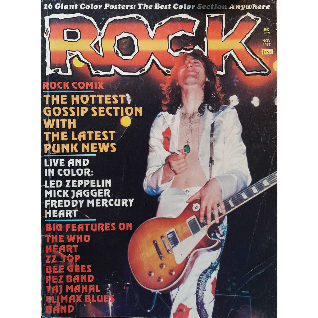 Rock (nov. 1977) (usa 1977 original jimmy page front cover magazine ...