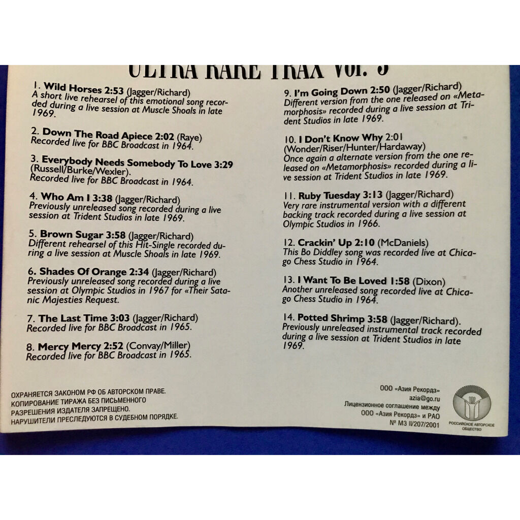 The rolling stones ultra rare trax complete set 10 cd vol 1 to 10 - The ...