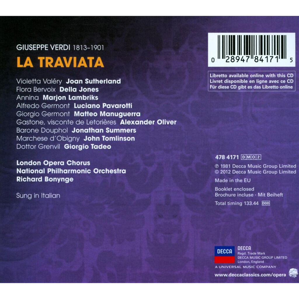 La traviata / joan sutherland, luciano pavarotti, matteo manuguerra, national philharmonic ...