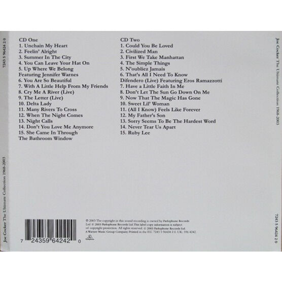 The ultimate collection 1968-2003 de Joe Cocker, CD x 2 chez kamchatka ...