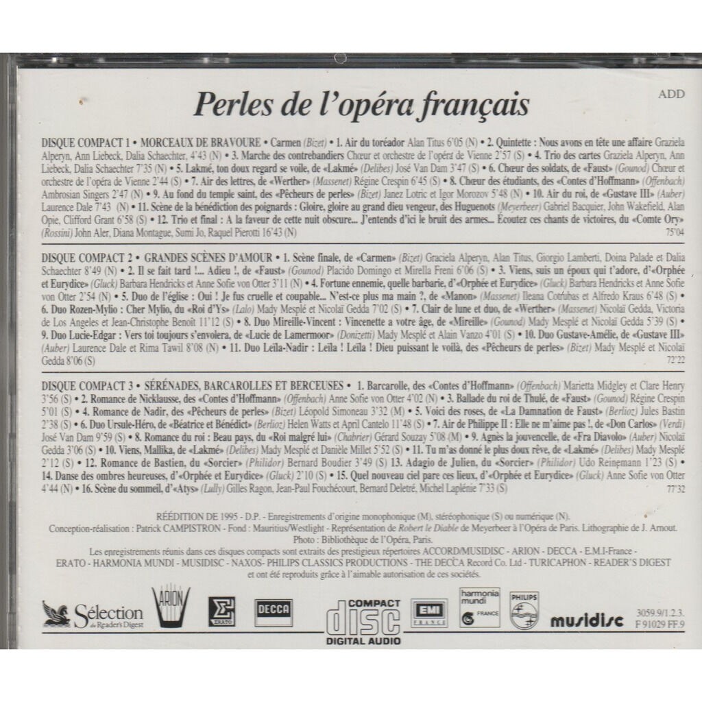 Perles de l'opera francais - inoubliables chefs d'oeuvre - Divers ...