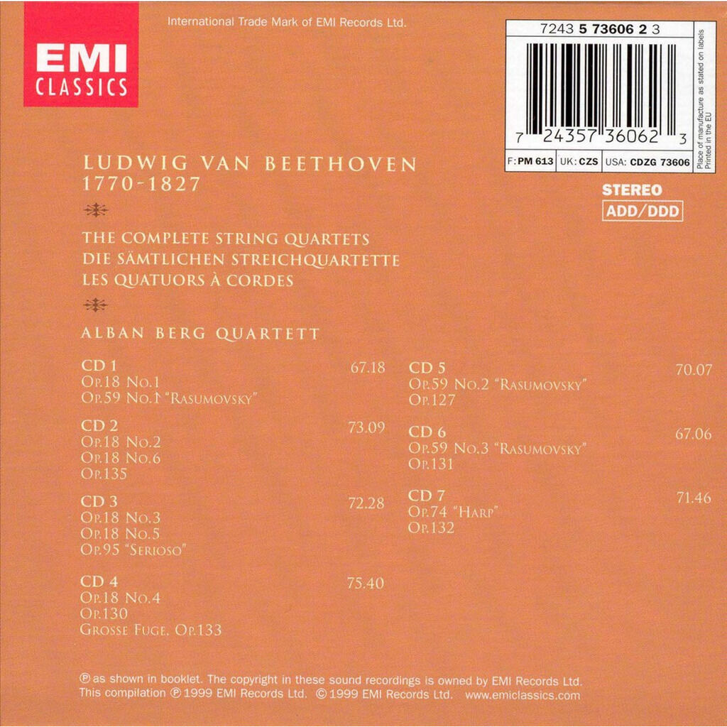 Complete string quartets / alban berg quartett - Beethoven, Ludwig Van - ( CD7枚 ) - セラー ...