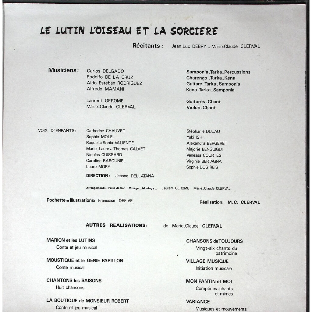 Le lutin l'oiseau et la sorciere by Clerval Marie Claude, Double LP ...