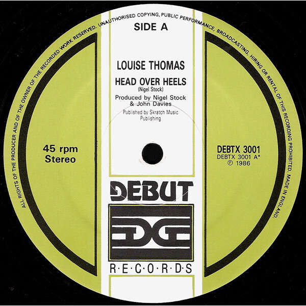 LOUISE THOMAS head over heels , 12 inch 45 rpm for sale on PhilBoogieTimes