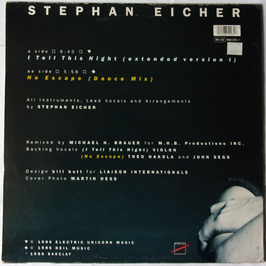 I tell this night (extended version) / no escape (dance mix) de Stephan ...